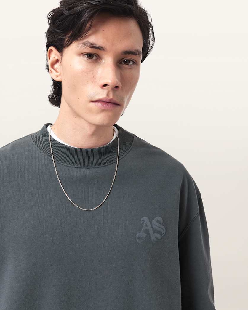 Icon Boxy Crew Neck Sweatshirt DARK STEEL BLUE | ALLSAINTS
